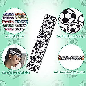 MTLEE 10 Pieces Soccer Headbands Volleyball Headbands Girls Headband Soccer Volleyball Team Headbands Soccer Hair Bands Kids Sports Headbands for Girls Teens Women Adults (Soccer Pattern)