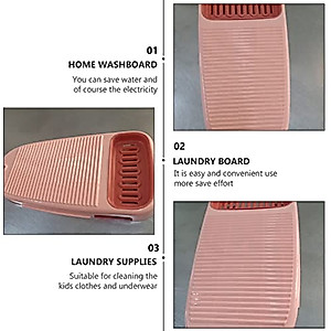 Angoily Laundry Washboard Plastic Laundry Washboard Portable Anti Skid Washing Board Old Fashioned Laundry Washer Manual Clothes Washing Tool for Home Travel Pink