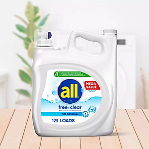All Ultra with Stainlifters HE Liquid Laundry Detergent, Free Clear, Tough on Stains and Gentle on Skin - 184.5 Fluid Ounces, 123 Loads