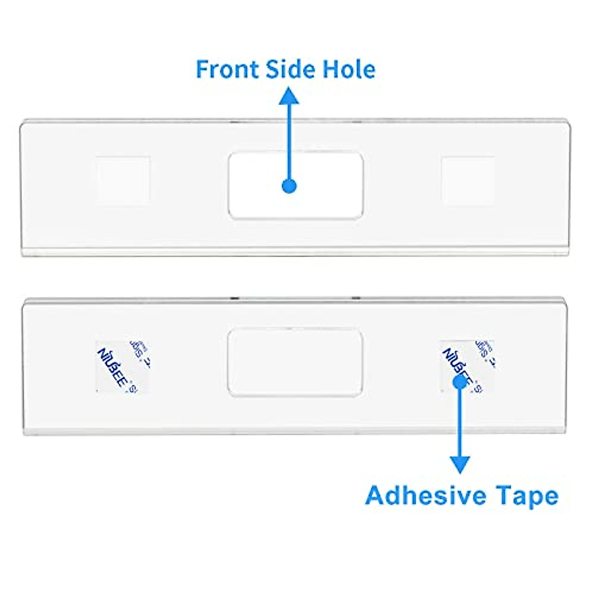 NIUBEE 12 Pack Acrylic Wall Name Plate Holder 2x8 Inch,Clear Plastic Sign Holder Horizontal with Double Sided Tape,Door Name Plates Set Small License Plates Frame for Office Home Classroom Teacher
