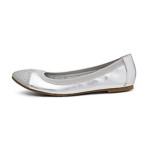 DREAM PAIRS Women's Sole-Flex Ballerina Walking Flats Shoes,Size 12,Silver,Sole-Flex