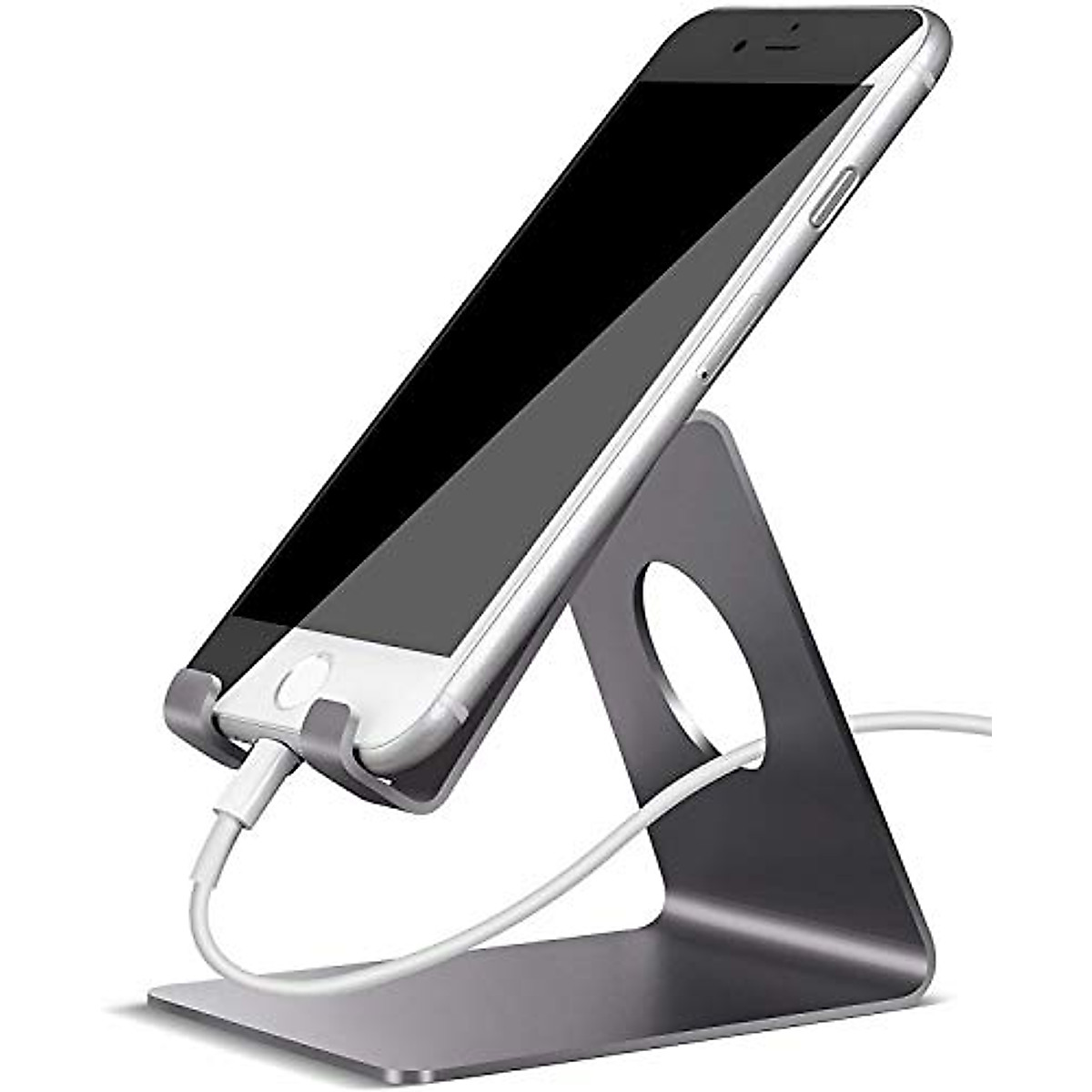 Lamicall Cell Phone Stand, Phone Dock : Cradle, Holder, Stand, Compatible with Phone 12 Mini 11 Pro Xs Xs Max Xr X 8 7 6 6s Plus 5 5s 5c All Android Smartphone Charging, Accessories Desk - Gray