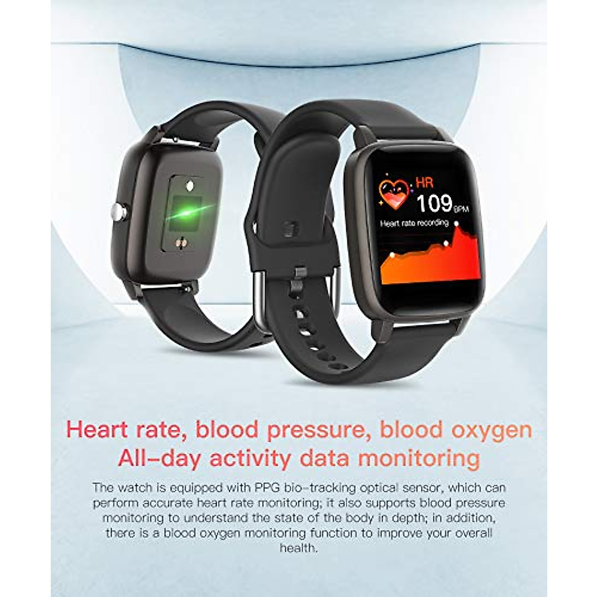 LCW Smart Watch Fitness Trackers with Heart Rate Monitor,Waterproof IP67 Activity Trackers Watch Pedometer Stopwatch,Body Temperature Measurement, for Men Women for iPhone Android Phone (Black)