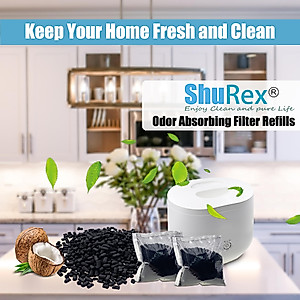 Shurex Odor Absorbing Filter Refills for Lomi Smart Waste Kitchen Composter Top and Back Filters, Replacement Activated Charcoal Filters Compatible with Lomi Electric Countertop Compost Bin