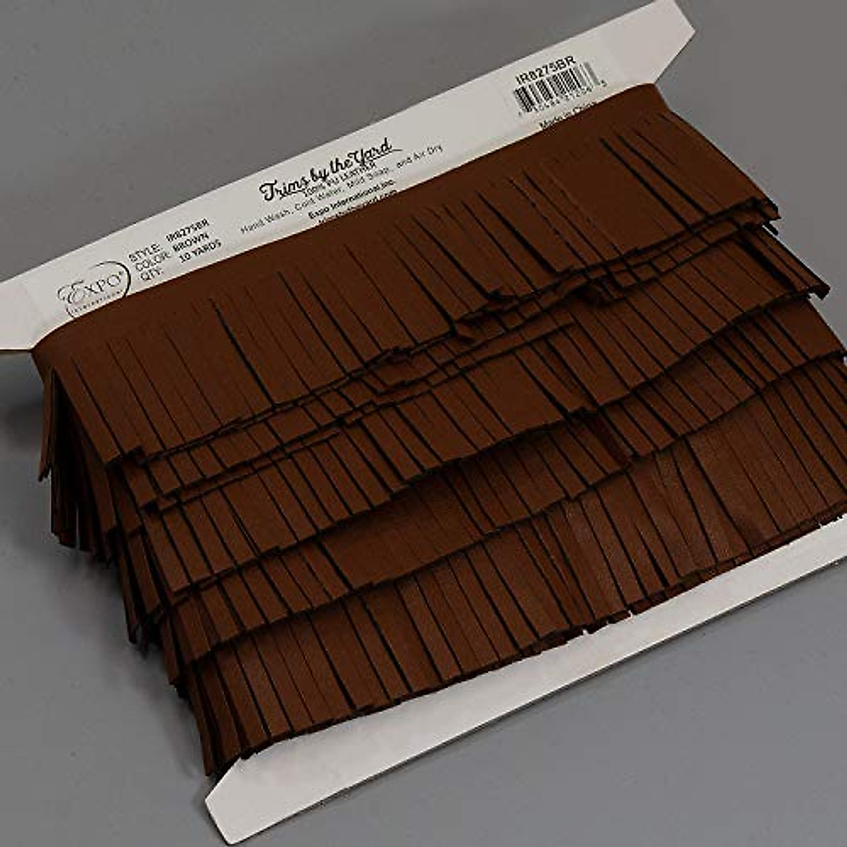 Trims by the Yard 2" Premium Vegan Leather Fringe Trim | Brown | (5 yard cut)