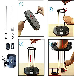 BAIMNOCM Germicidal UVC Lamp Light 38W UV Light sanitizer Ozone Disinfection lamp with Remote Control Timer for Car/Household/Pet Area