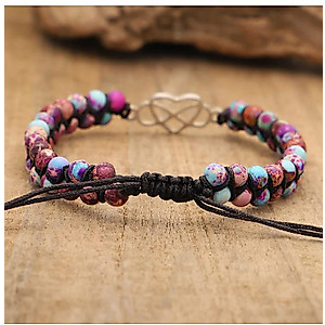 For Granddaughter - For You Are Always In Mine Beads Bracelet, Double Layer Natural Jasper Beaded, Adjustable Stainless Steel Infinity Love Bracelet, Jewelry Gift for Granddaughter (A)