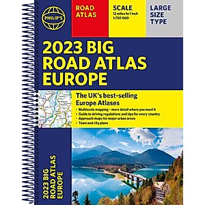 2023 Philip's Big Road Atlas Europe: (A3 Spiral binding)