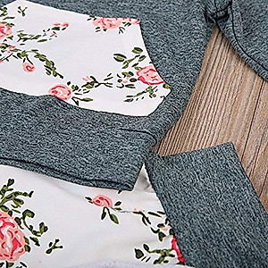 Baby Girls Long Sleeve Flowers Hoodie Top and Pants Outfit with Kangaroo Pocket (12-18 Months, A)