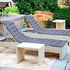 Bucherry 2 Pcs 67 x 19 Inch Chaise Lounge Cushions Soft Lounge Chair Cushion Rocking Chair Cushion Sofa Lawn Furniture Cushion Pad with 6 Tie for Outdoor Indoor Patio Home Without Headrest (Grey)