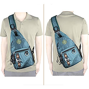 Sling Backpacks, Vanlison Sling Chest Bags Shoulder Crossbody Bags for Men Women Outdoor Travel Walking Dog Running Dark Green