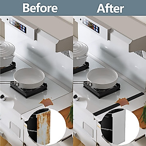 Silicone Stove Gap Covers (2PCS), 25 inch Stove Gap Filler, Stove Guard for Kitchen Oven Counter Side Gap, Heat Resistant and Easy Clean Oven Gap Filler, Black