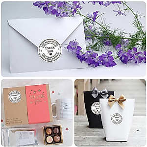 2" Round Classic Retro Stickers Thank You for Supporting Our Small Business Sticker Labels with Hearts - Printed White Thank You Stickers 500 Thank You Labels Per Roll (White, 2 inch)