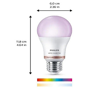 PHILIPS Color and Tunable White A19 LED 60W Equivalent Dimmable Wi-Fi Wiz Connected Smart LED Light Bulb, Easy Control with App or Voice, Works with Alexa, Google Assistant, Siri Shortcuts (4-Pack)