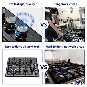 4 Burner Gas Cooktop, 24 Inch LPG/NG Dual Fuel Drop in Gas Stove Top, Stainless Steel Electronic Ignition for Apartment, Outdoor, RV