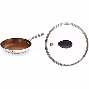 Ozeri 8" Stainless Steel Earth Pan and Lid Set with ETERNA, a 100% PFOA and APEO-Free Non-Stick Coating