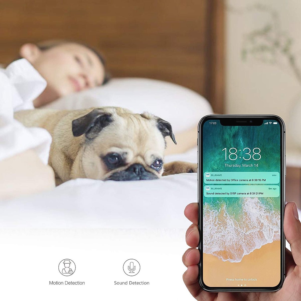 blurams Cameras for Home Security Indoor Camera w/Motion Detection, Two-Way Audio, Night Vision, Instant Alerts | Compatible with Alexa and Google, Cloud and Local Storage Available