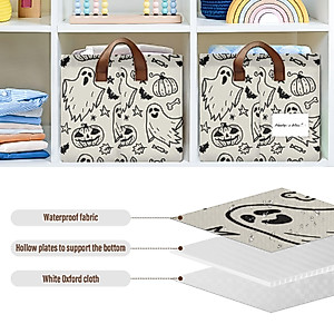 CEBUGI Horror Ghost Large Waterproof Collapsible Storage Bin Foldable Canvas Fabric Open Storage Basket Cube Box with Iron Frame