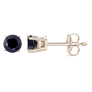 Vir Jewels 1 cttw Black Diamond Stud Earrings 14K Yellow Gold Round Push Backs 4 Prong Basket