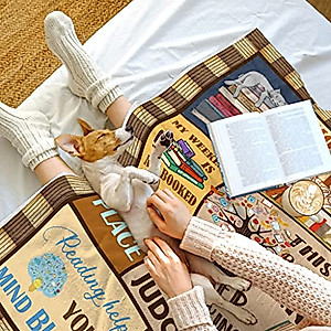 KOLVIIV Book Lovers Gifts Blanket Gifts for Book Lovers Women Librarian Gifts Throw Blanket Book Club Bookworm Gifts for Reading Lover Bookish Blankets 60"x50"