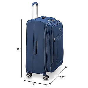 DELSEY PARIS Helium DLX Softside Expandable Luggage with Spinner Wheels, Navy Blue, Checked-Medium 25 Inch