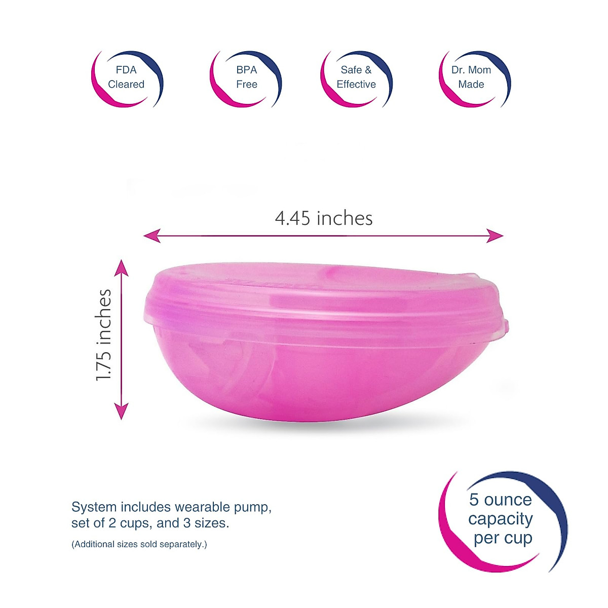 Freemie Rose Premium Hands-Free Wearable Breast Pump System | Quiet Rechargeable Mobile Breast Pump | Ultra-Discreet in-Bra Pink Cups | 3 Sizes Included