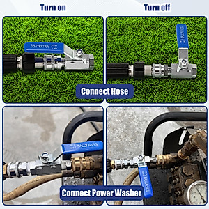 JOEJET High Pressure Washer Ball Valve Kit, 3/8" Quick Connect Ball Valve for Power Washer Hose, 5000 PSI