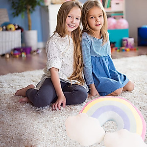 BENEKIY Rainbow Pillow 21'' Plush Rainbow Cloud Pillow Rainbow Shaped Travel Pillow Soft Stuffed Rainbow Decor Cushion Car Home Decorations