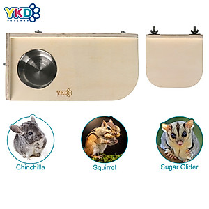 Chinchilla Wooden Platform Set, Chinchilla Cage Platform with Feeding Bowl, Small Animals Cage Accessories for Chinchilla Squirrel Gerbil Suger Glider Hamsters (Feeding Platform + Small Platform)