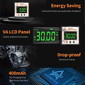 Digital Angle Finder with Electronic Laser，3-in-1 Angle Finder-Electronic Level&Laser Level-Rechargable Digital Angle Gauge Magnetic,Digital Level Box/Protractor for Table&Miter Saw with Fabric Bag
