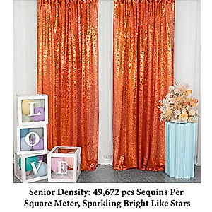 Coral Sequin Curtains 2 Panels 2FTx8FT Glitter Sequin Backdrop Curtains Orange Shimmer Wall Backdrop Birthday Backdrops Christmas Wedding Party Backdrop Sequence Backdrop for Photography(2FTx8FT)