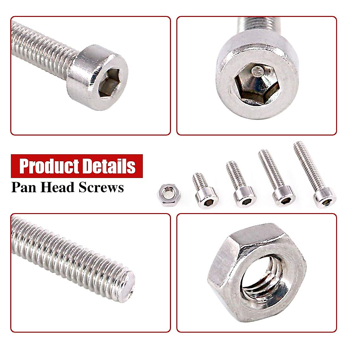 Hilitchi 180pcs M4 Stainless Steel Hex Socket Head Cap Screws Nuts Assortment Kit with Box (M4)