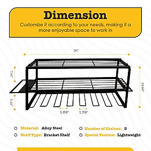 SAZMOS Power tool Organizer Wall Mount, 7 Drill Holder Tool Shelf, Heavy Duty Garage shelves Utility Tool Storage, 3 Layers Power tool Storage