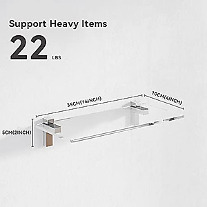 MEISHIDA Clear Acrylic Shelf, Set of 2 Invisible Wall Shelves Wall Mounted Display Shelf, Floating Shelves for Bathroom, Bedroom, Living Room, Kitchen, Office