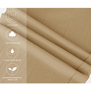 PASLTER Mens Casual Linen Pants Loose Fit Straight-Legs Elastic Drawstring Waist Summer Beach Long Pant