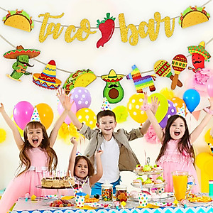 Rismise Fiesta Taco Bar Banner Garland 2 set Mexican Fiesta Party Banner with Cactus Donkey Maraca Sombrero Taco Pepper for Mexican Cinco de Mayo Fiesta Theme Party Decorations