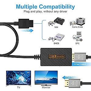 RuntoGOL N64 Gamecube to HDMI Adapter Converter Cable, HDMI Adapter for Nintendo Gamecube/Nintendo 64/SNES/SFC with HDMI Cable and USB Cable, Supports 4:3/16:9 Ratio Conversion