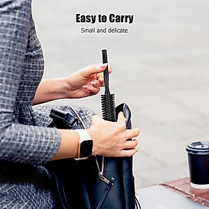 Mini Round Brush with Natural Boar Bristles for Short Hair, Beard, and Bangs - for Women & Men - Black