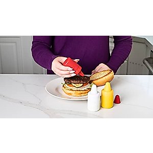 Joie Condiment Mini Squeeze Bottles with Nozzle Caps, Non-Stick Silicone, Set of 3