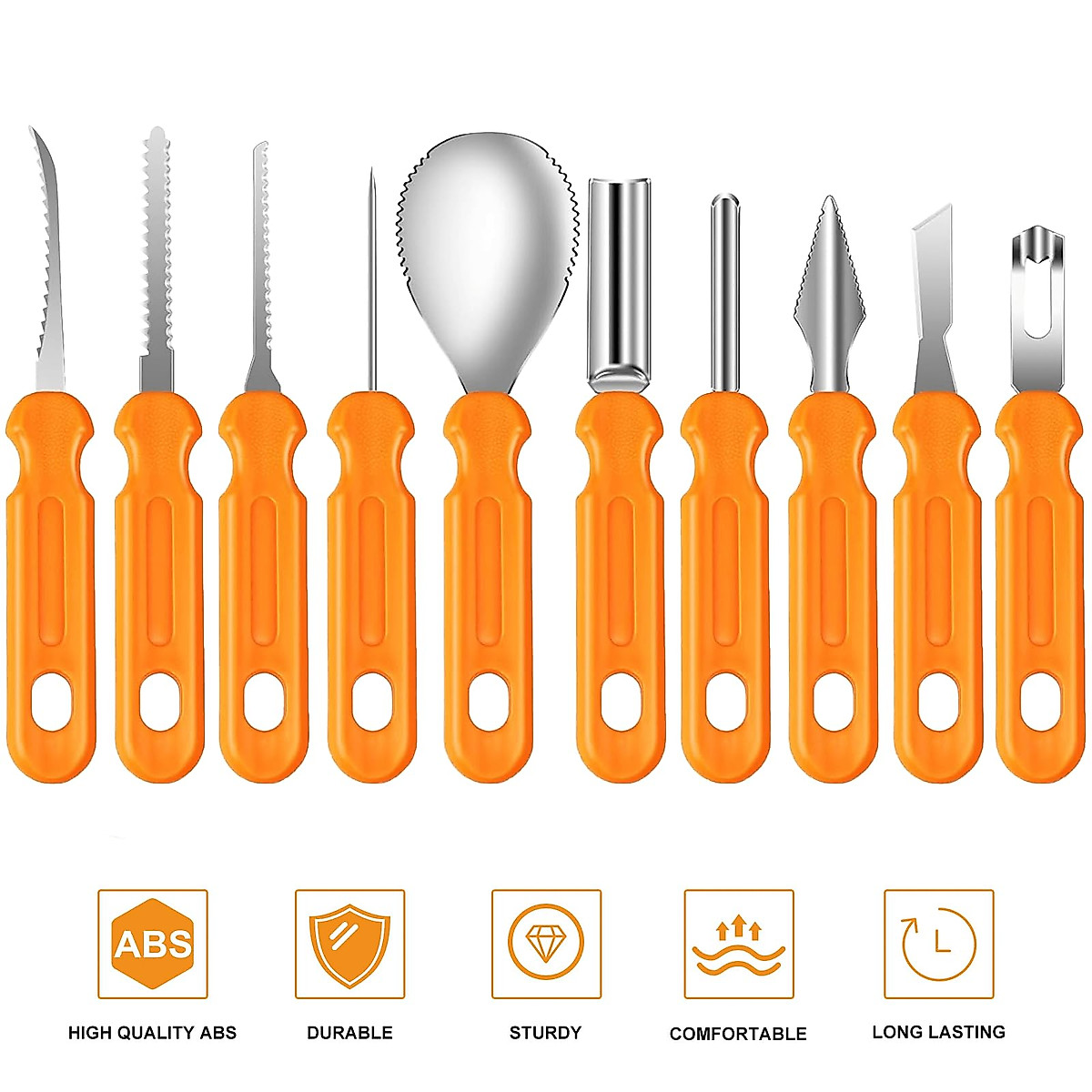 ONEVER Pumpkin Carving Kit Tools Halloween, Professional Heavy Duty Carving Set Pumpkin Carving Knife, Stainless Steel Double-side Sculpting Tool Carving Kit for Halloween Decoration for Halloween