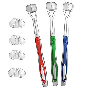 SUPVOX 7pcs Three Sided Toothbrush Replaceable Dual Brush Head Special Needs Toothbrush toothhugger Toothbrush Soft Bristle Toothbrush for Adult (4 Replace brish Heads)