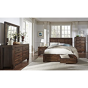 Modus Furniture Solid-Wood Bed, Queen, Meadow - Brick Brown