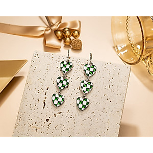 St Patricks day Decorations Green Interlocking Heart Earrings for Women, Good Luck Irish Party Jewelry