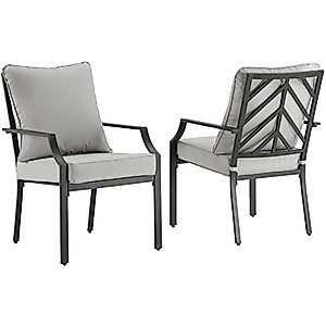Crosley Furniture Otto 2-Piece Outdoor Chair Set, Dining Patio Chairs for Deck, Backyard, Matte Black with Gray Cushions