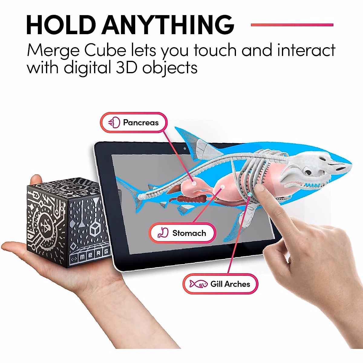 Merge Cube - Augmented & Virtual Reality Science & STEM Toy - Educational Tool - Hands-on Digital Teaching Aids - Science Simulations - Home School, Remote & in Classroom Learning - iOS & Android