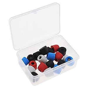 10 Pairs of Memory Foam Earbuds Tips for Most Earphone 4.5-5.5mm with Storage Box Blocking Out Ambient Noise 4 Colors Black Red Blue Grey Replacement