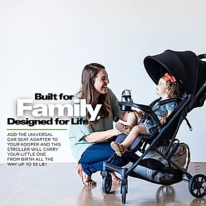 Joovy Kooper Lightweight Baby Stroller Featuring Removable, Swing-Open Tray, Big Wheels, Reclining Seat with Footrest, Extra-Large Retractable Canopy, and Compact Fold (Forged Iron)