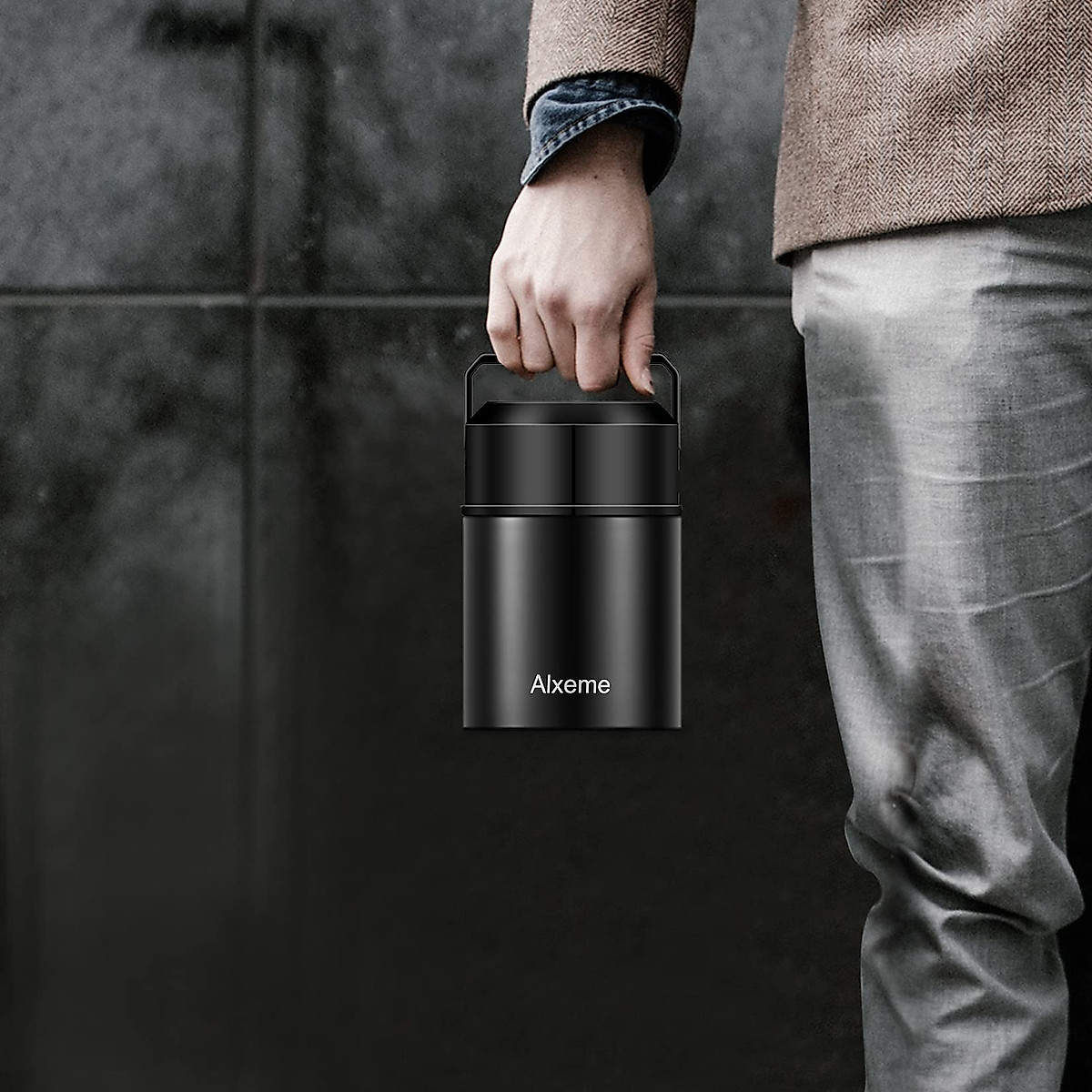 Soup Thermos Food Jar Insulated Lunch Container Bento Box for Cold Hot Food 27oz Food Flask Wide Mouth Stainless Steel Vacuum Lunch Box for Kids Adult with Spoon Flexible Handle Leak Proof – Blue