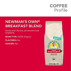 Newman's Own Organics Newman's Breakfast Blend, Ground Coffee, Medium Roast, Bagged 10oz