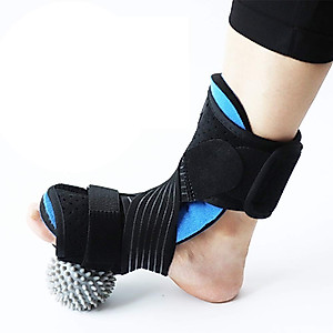 MHKGIOA Plantar Fasciitis Night Splint - Foot Drop Brace Splint with Spiky Massage Ball for Ankle Sprain,Achilles Tendinitis & Pain Relief